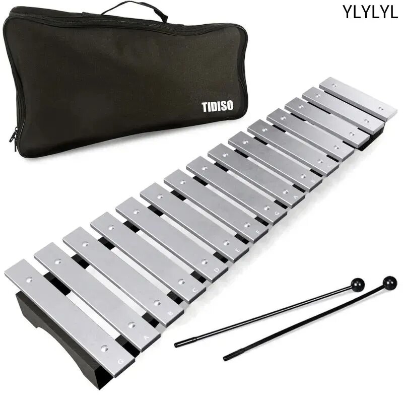 Tidiso Ксилофон Хром Ударный ксилофон с молоточками для детей и начинающих, 15 тонов, музыкальный инструмент