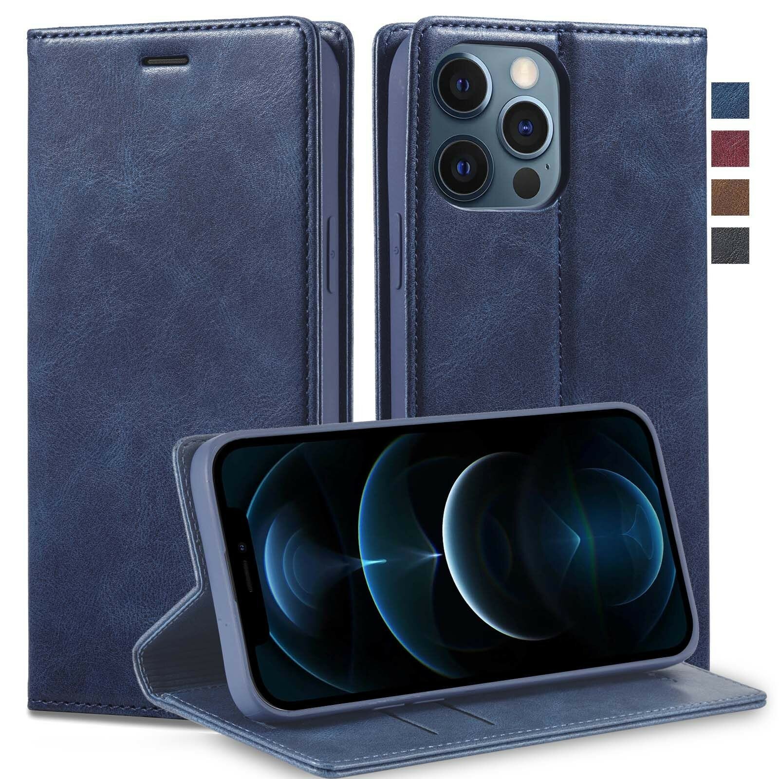 Кожаный чехол MyPads LCIMEEKE для Apple iPhone 12 Pro Max с RFID-блокировкой и магнитной застежкой