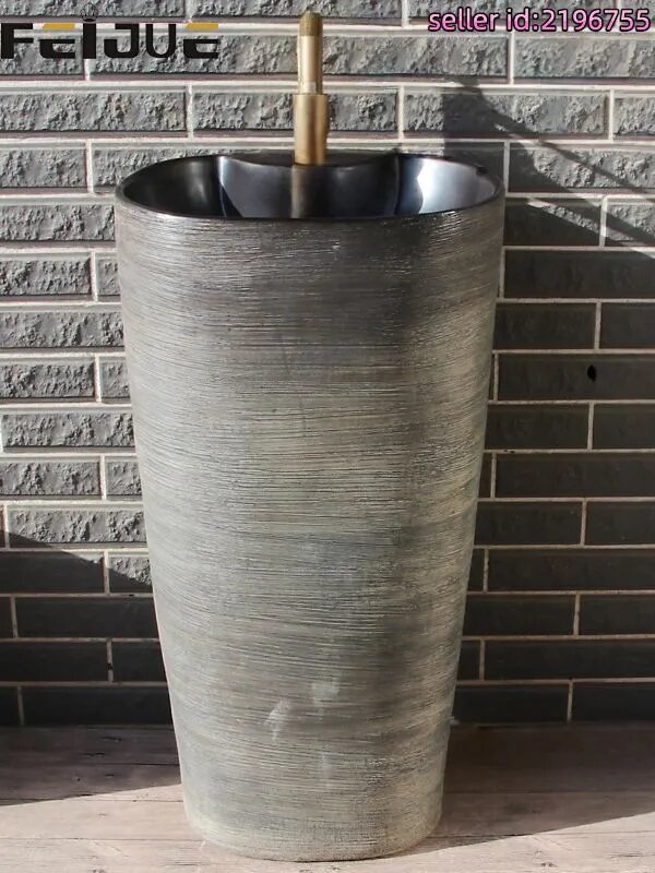 Отдельностоящая керамическая раковина для ванной премиум, размеры 41 на 41 на 80 см, комплектуется сифоном и донным клапаном