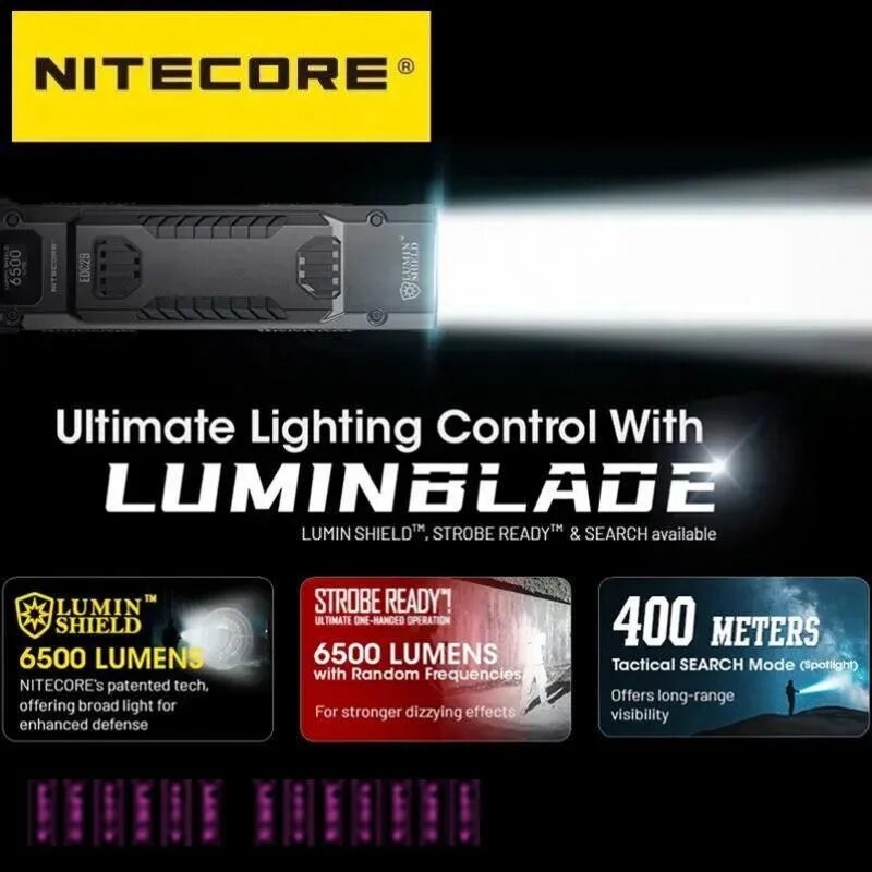 Фонарь Nitecore EDC29 LUMINBLADE 6500 люмен USB-зарядка, влагозащита, черный — фото 1