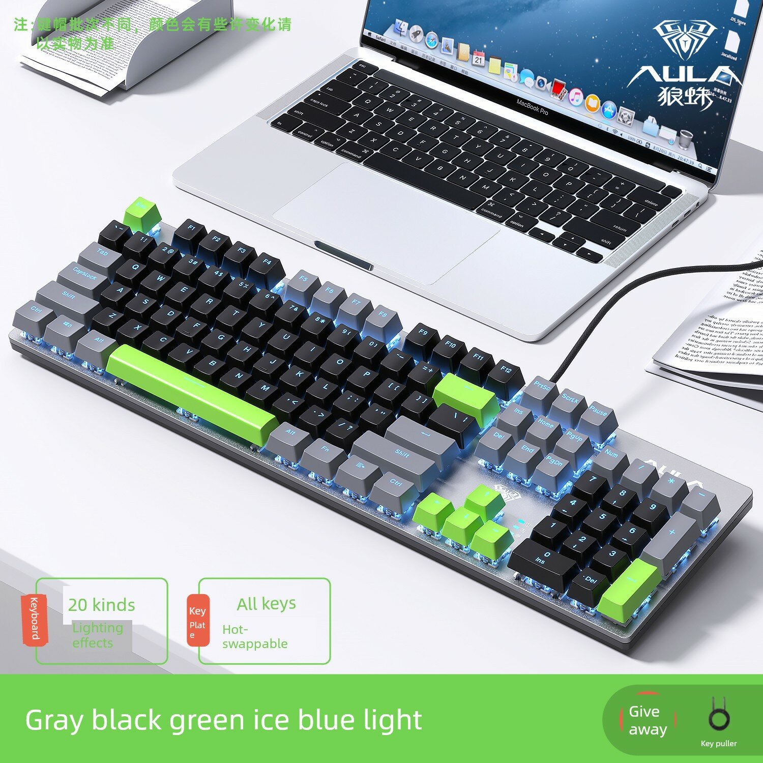 Wolf Spider 68PRO Проводная игровая механическая клавиатура с переключателями Cherry MX Red, цвет черно-серый, сменные