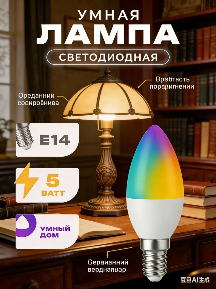 Лампочка, Цоколь: E14, 5.14 Вт, Светодиодная, 1 шт.