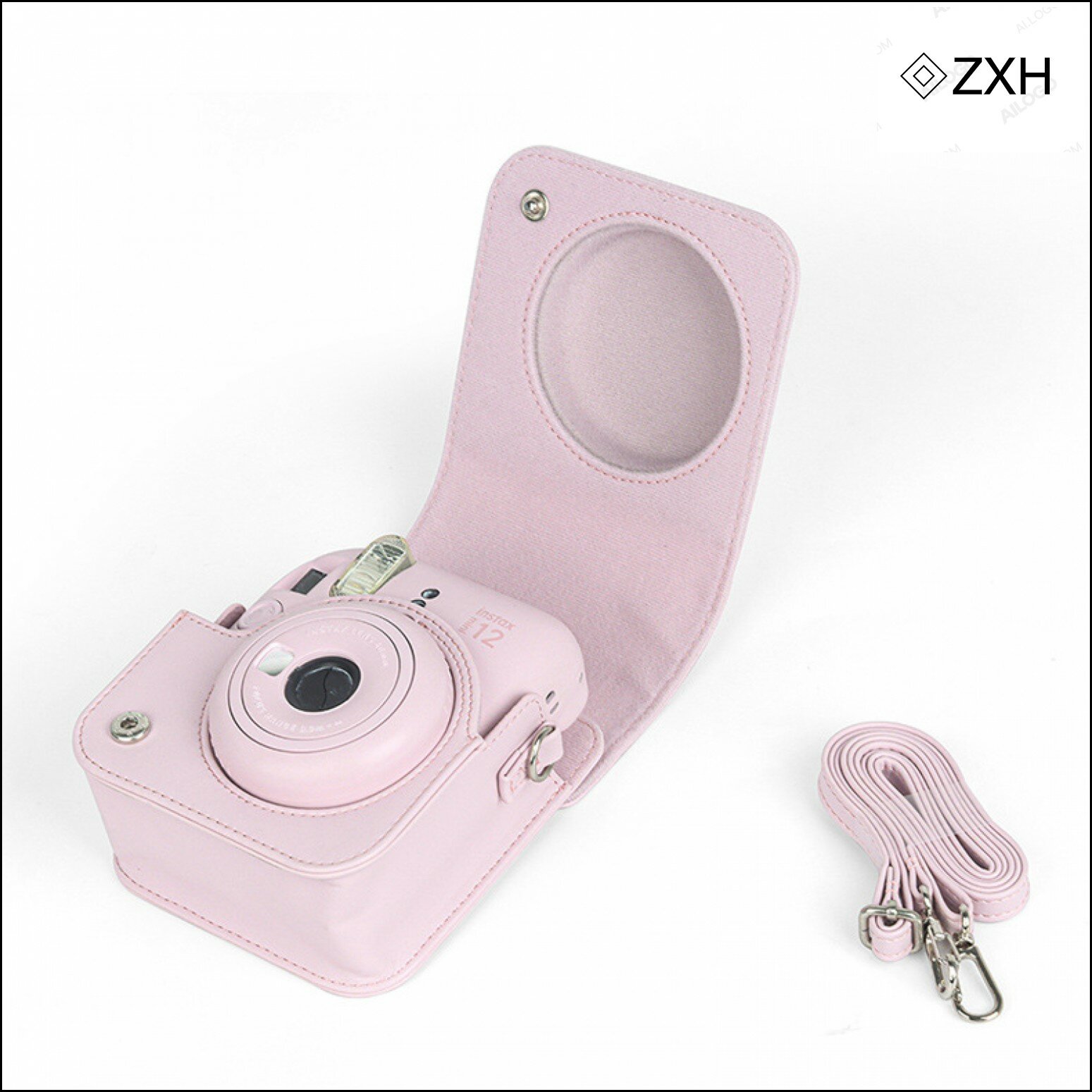 Сумка-футляр-чехол MyPads 2 в 1 для фотоаппарата Fujifilm Instax Mini 12, из импортной искусственной кожи, розовая