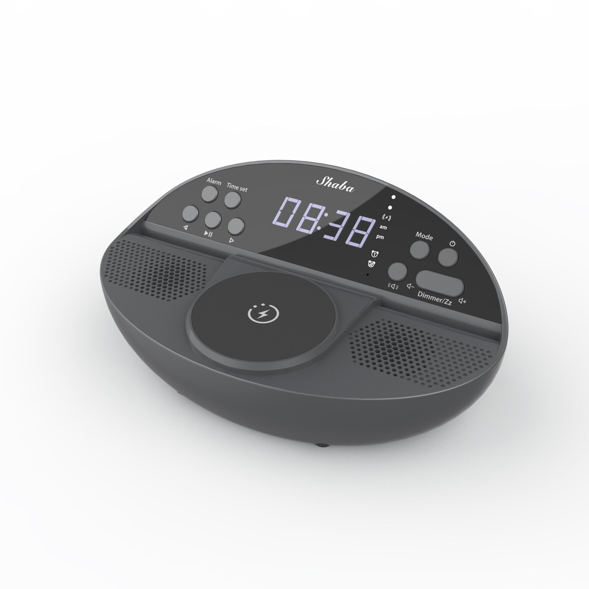 Колонка, премиум, беспроводная, с будильником, 15W заряд, FM, ABS,