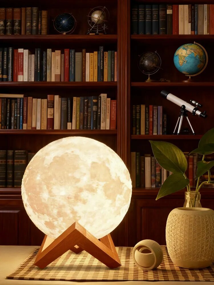 Лунная лампа 3D с пультом, ночник Луна в комнату, реалистичный светильник для сна, романтическое освещение, подарок для девушек и детей