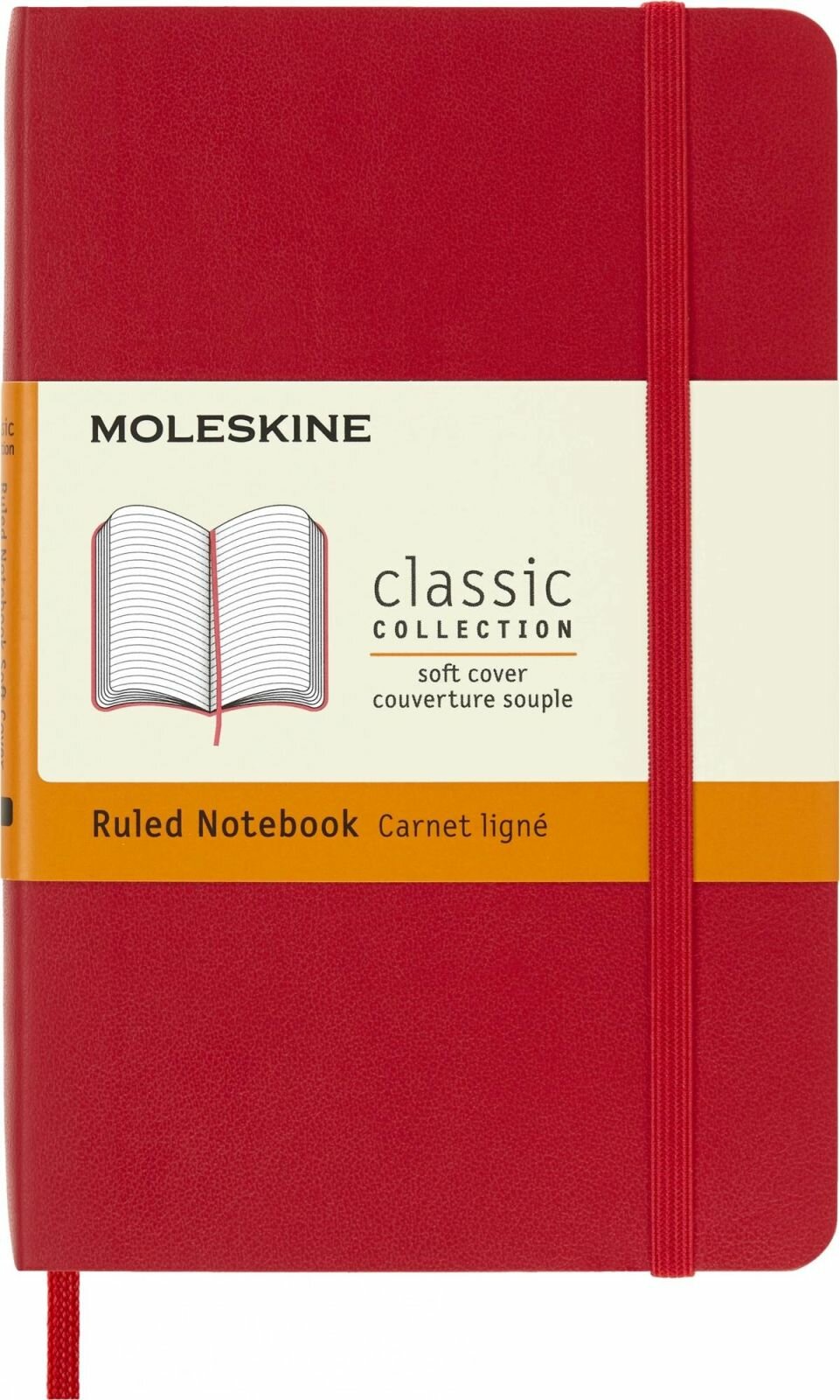 Блокнот Moleskine Classic soft Pocket 90х140 мм, 192 стр, линейка мягкая обложка красная (QP611F2)