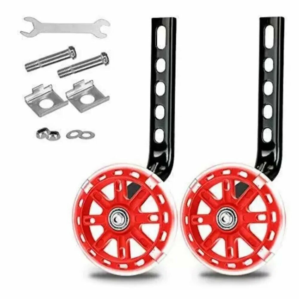 Тренировочные колеса для детских велосипедов 12-20 дюймов с подсветкой, красный