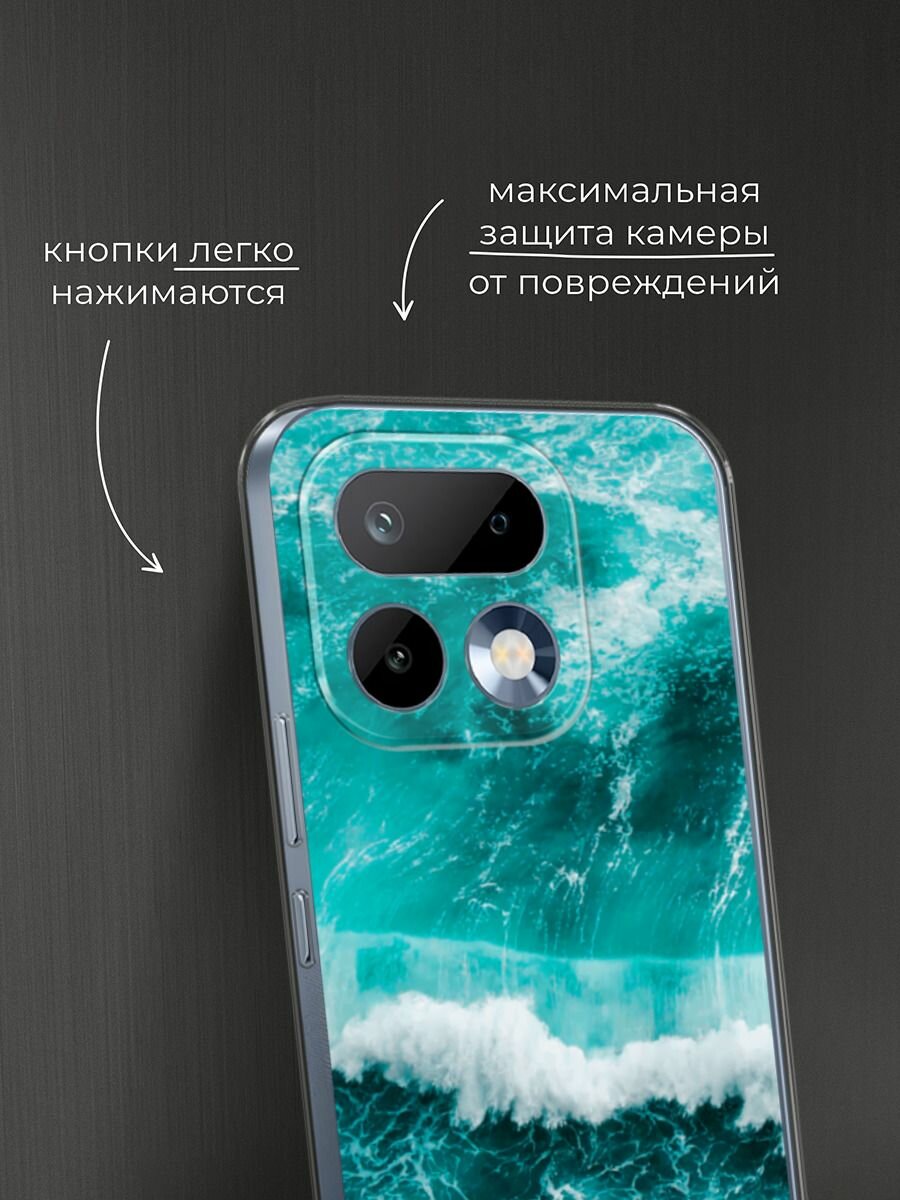 Чехол на Realme 16 Pro / Реалме 16 Про с принтом Бирюзовая волна — фото 1