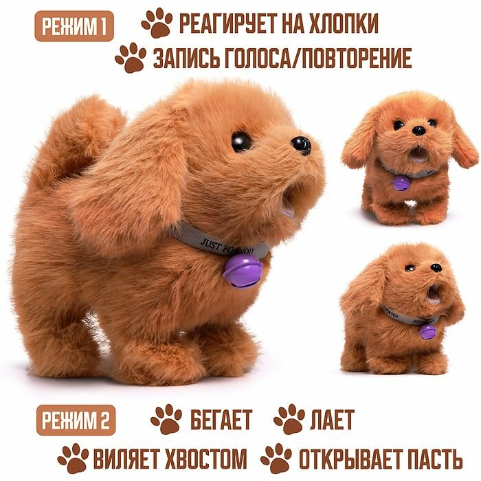 Мягкая игрушка Oubaoloon "Собака", Ричи, на батарейках, в пакете