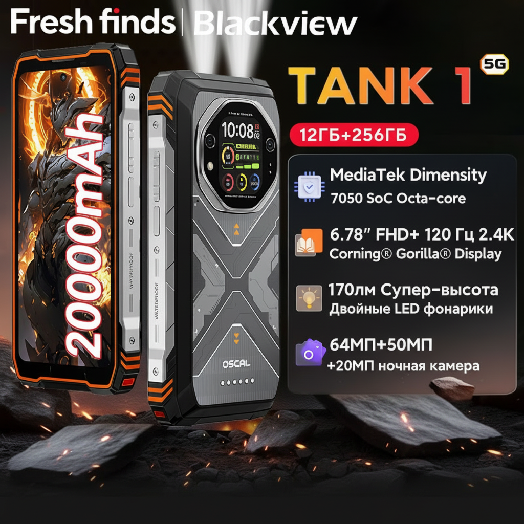 Смартфон Blackview Oscal Tank 1, 12/256ГБ
