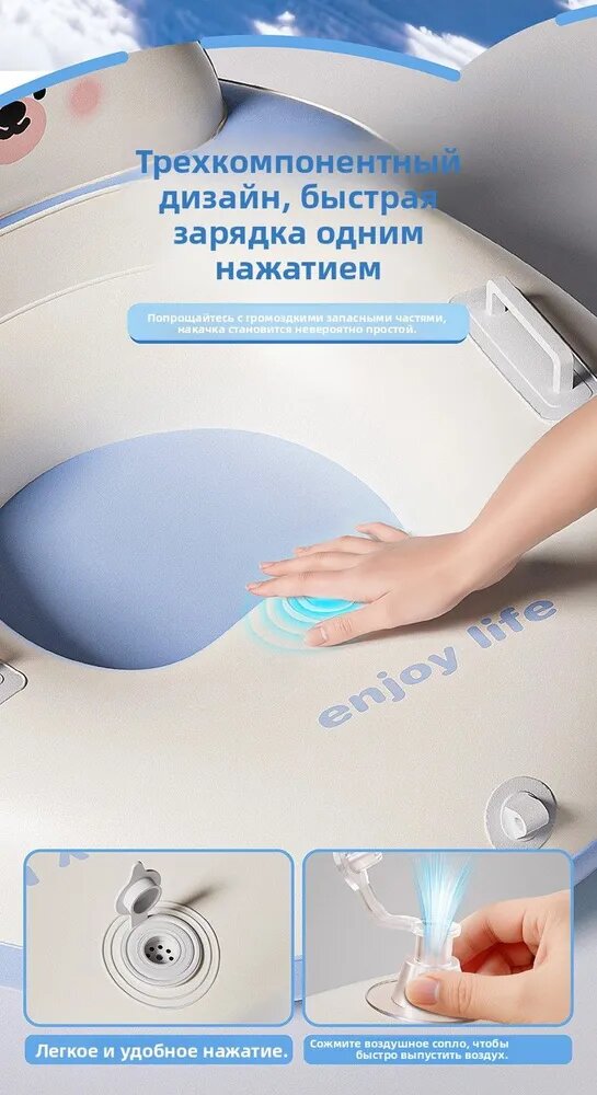 Тюбинг для зимних прогулок и активного отдыха для двоих, надувной санный тюбинг из экологичного PVC толщиной 40 мм — фото 1