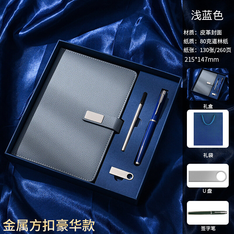 Блокнот "Точечный", кожаный, а5, с пряжкой, синий, Тиффани