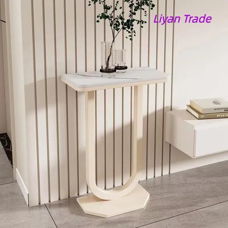 Консоль с мраморной столешницей 40х30х75 см белого цвета для дома и офиса в стиле ар-деко