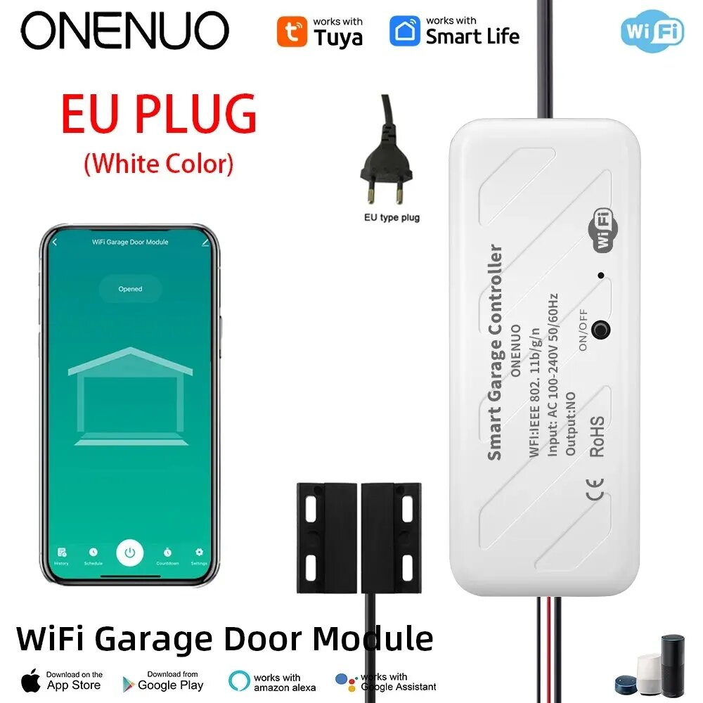 Tuya Wi-Fi Контроллер гаражных ворот CKM01 EU plug White