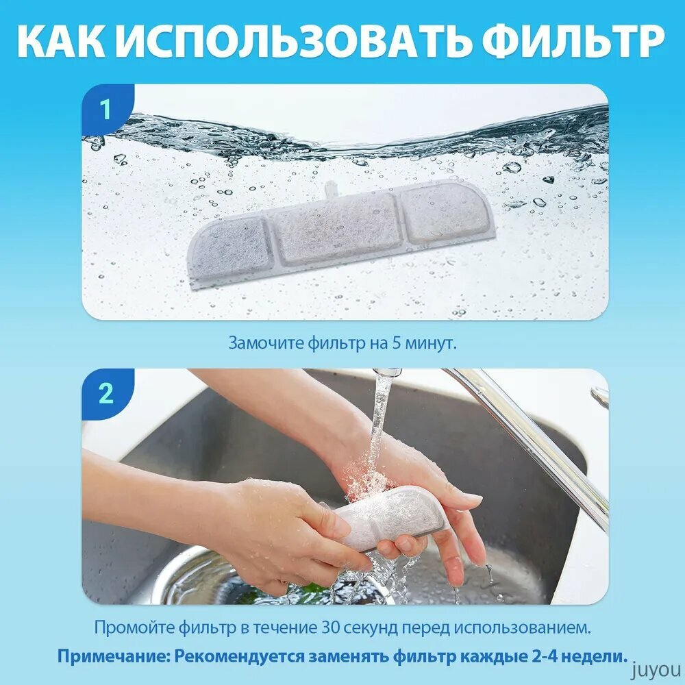 Сменный фильтр для питьевого фонтана DownyPaws, 12 шт, угольный фильтр для кошек и собак, для очистки воды — фото 1