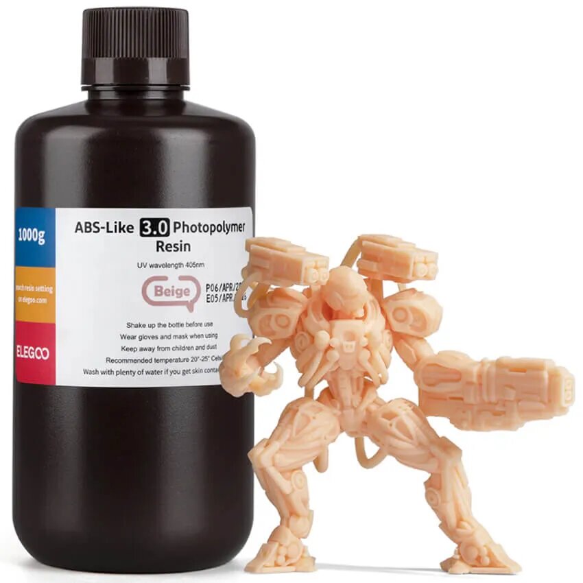 Фотополимерная смола Elegoo ABS-Like Resin V3.0 Colored, бежевая, Beige, 1 л