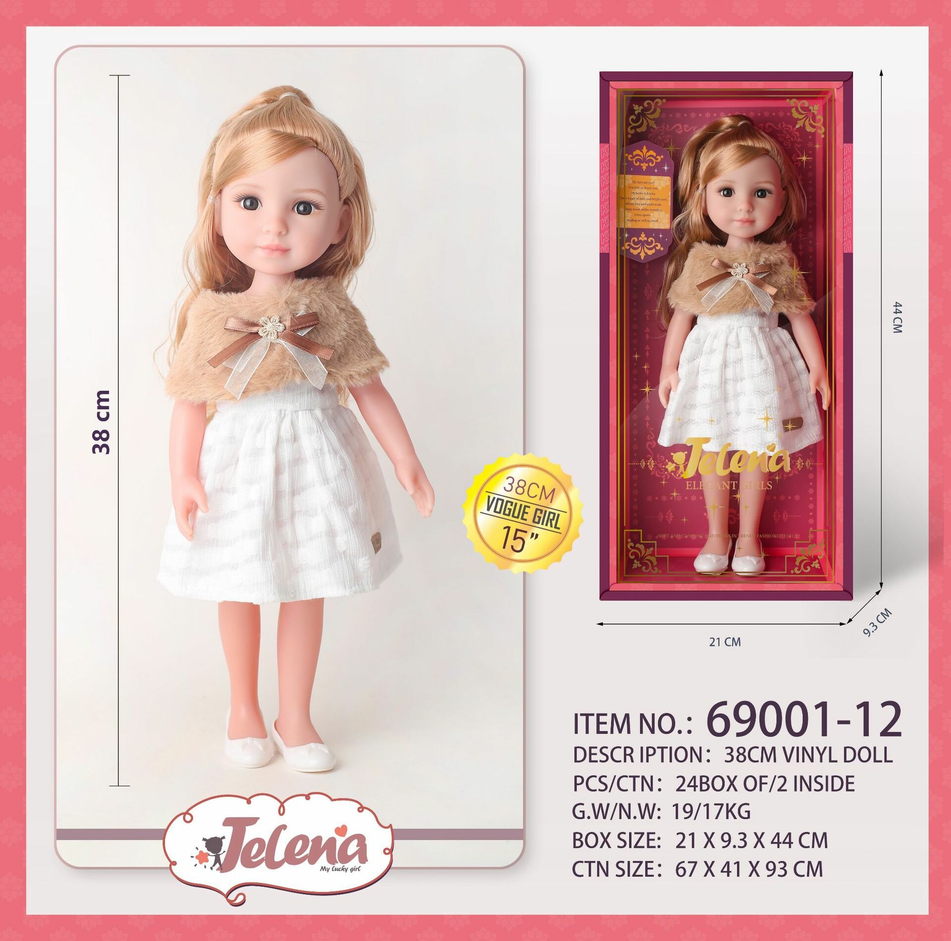 Новая 15-дюймовая экологически чистая виниловая кукла-игрушка Елена Juguete Игрушка