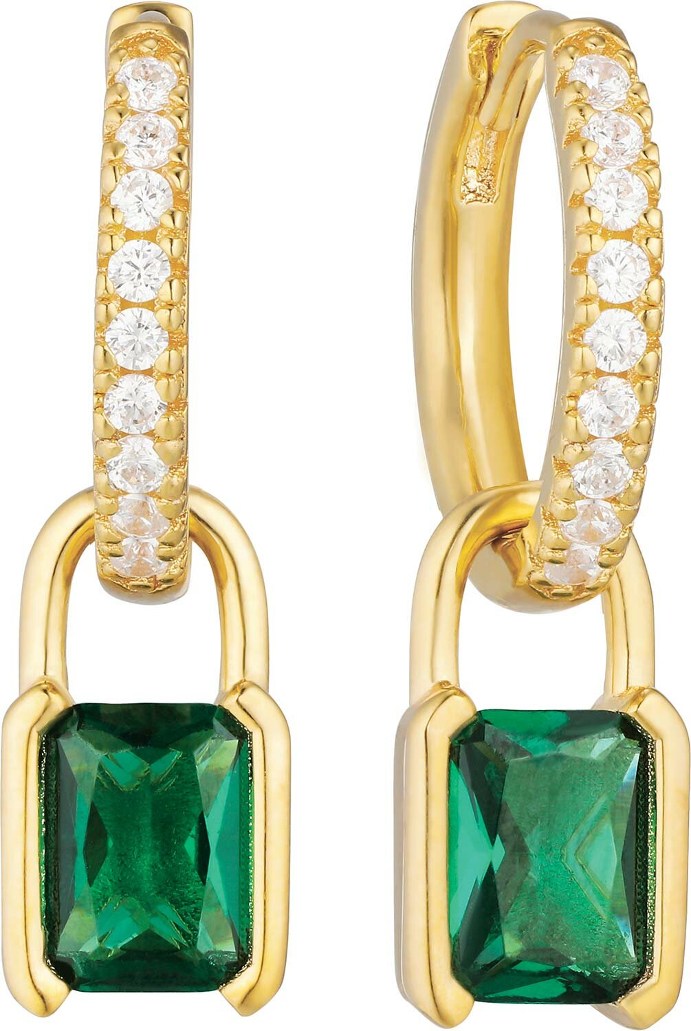 Серьги конго, с подвесками, серебро, 925 проба, золочение, фианит