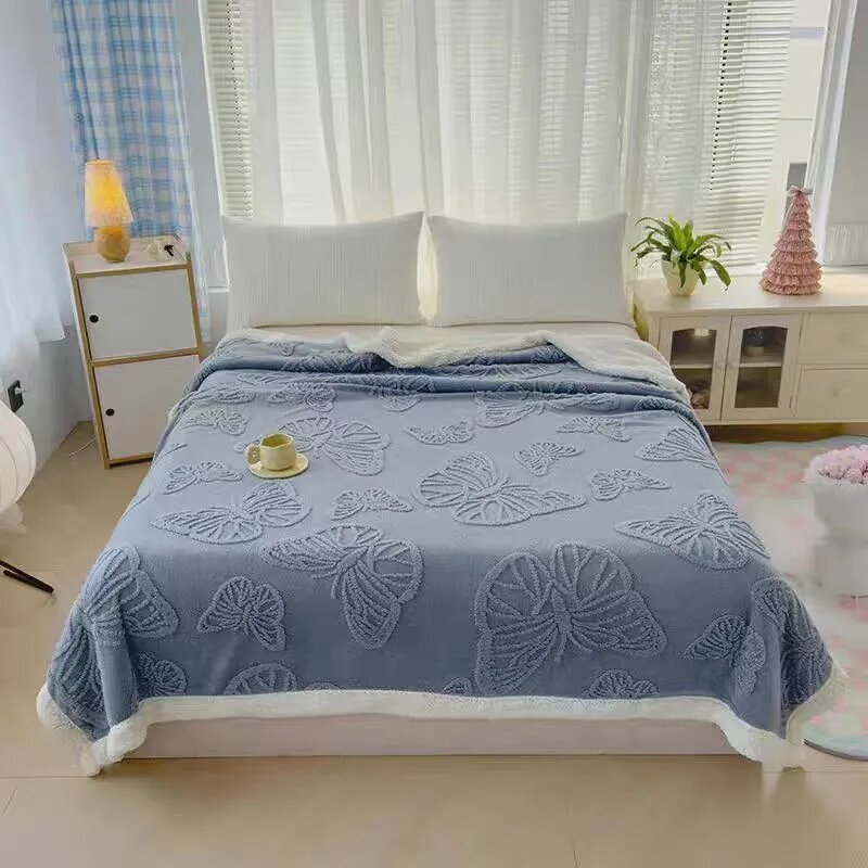 Плед 200x180 см трикотаж aloe vera вязаный геометрический белый