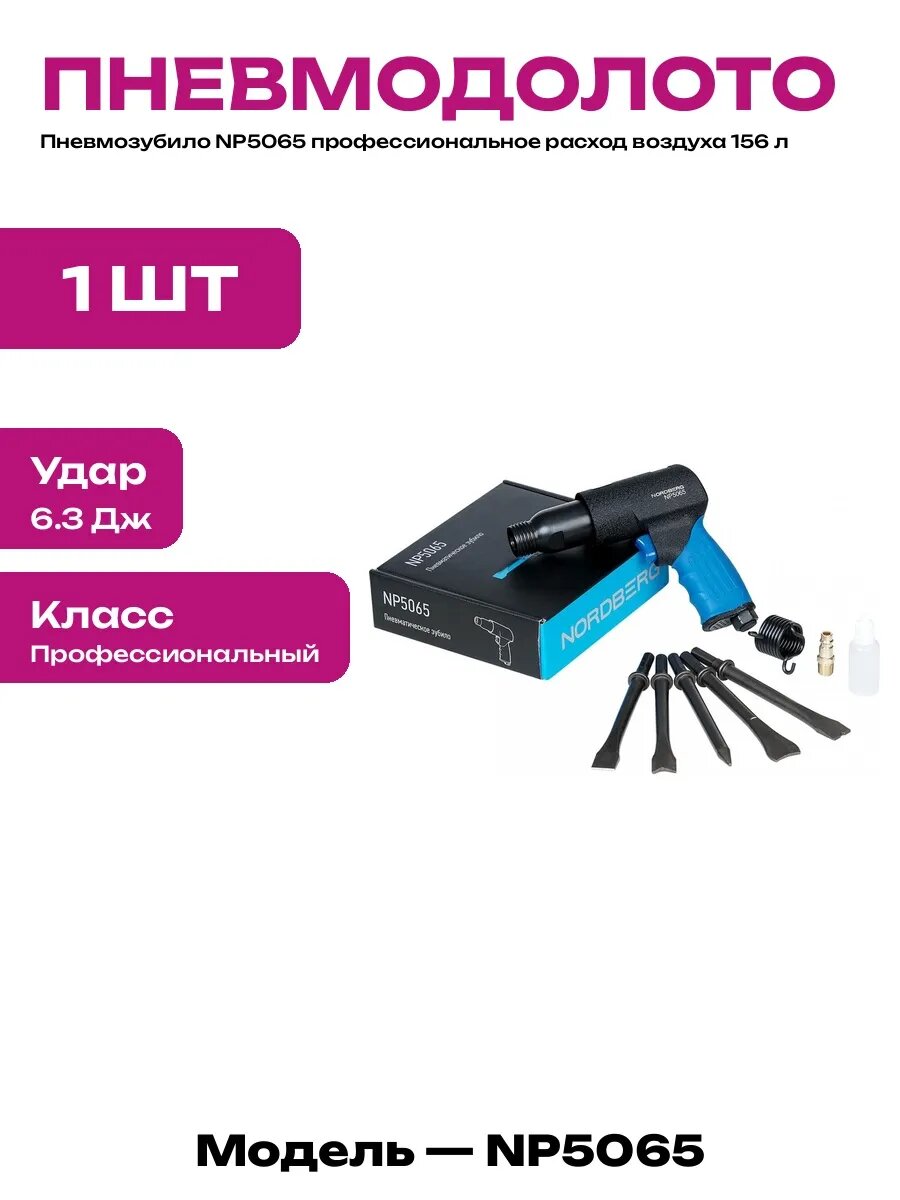 Зубило пневматическое NP5065 с насадками для стройки и дома