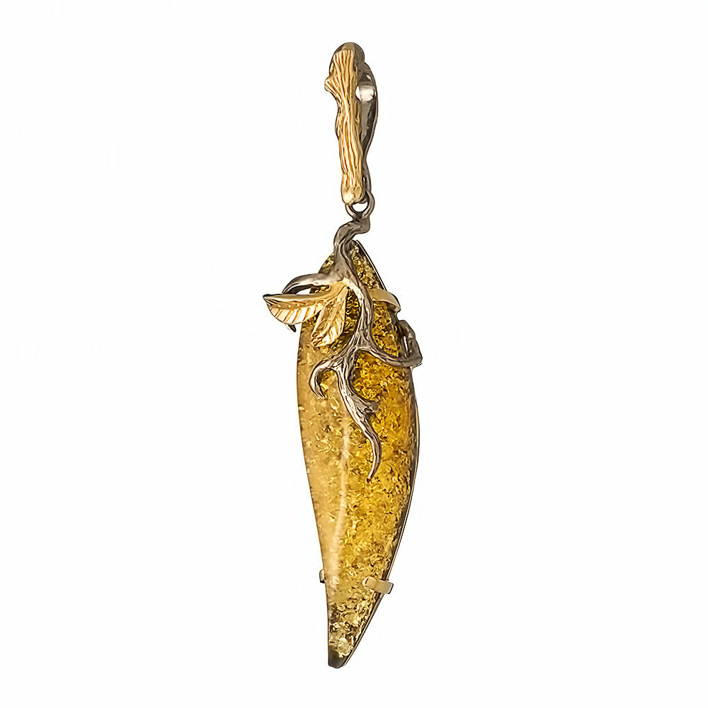 Подвеска, серебро, 925 проба, янтарь