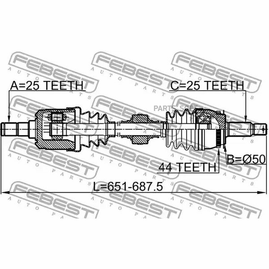 FEBEST 1214-CAMTLH Привод левый HYUNDAI ELANTRA/LANTRA (CA) 2000-2006 1214-CAMTLH