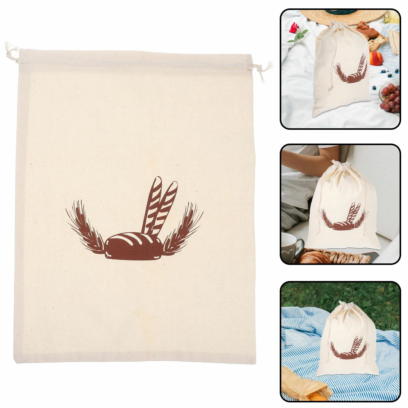 Многоразовый хлопково-льняной мешок для упаковки и хранения хлеба