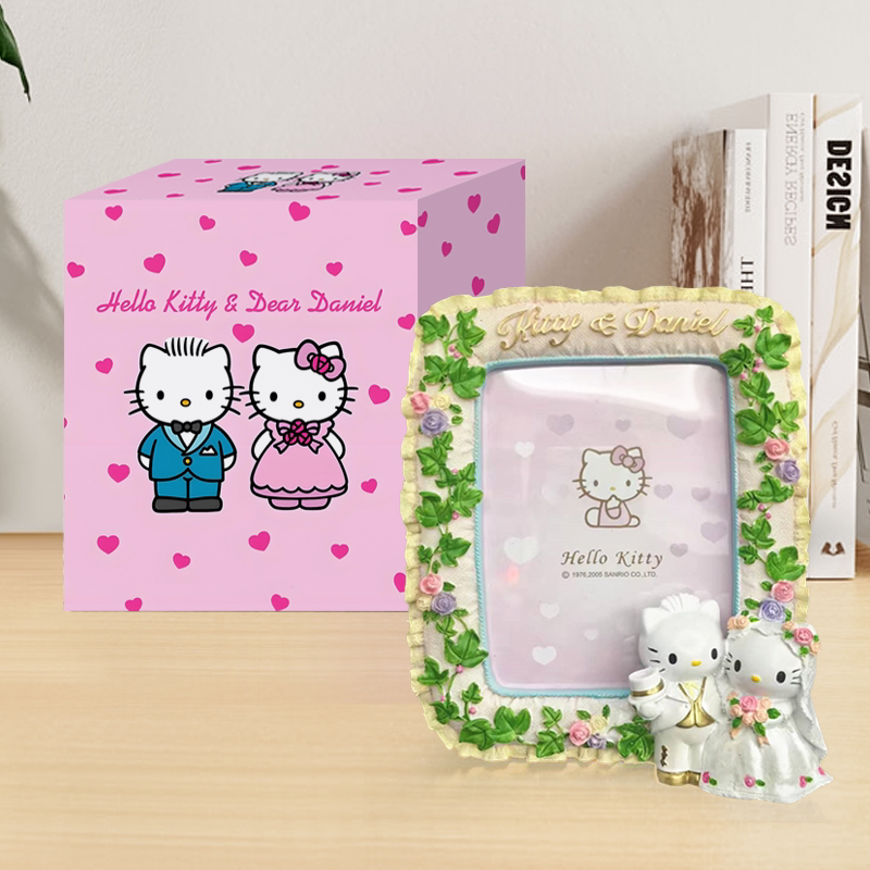 Свадебная рамка Hello Kitty с белым платьем 5 дюймов, в подарочной коробке, аксессуар для стола на свадьбу