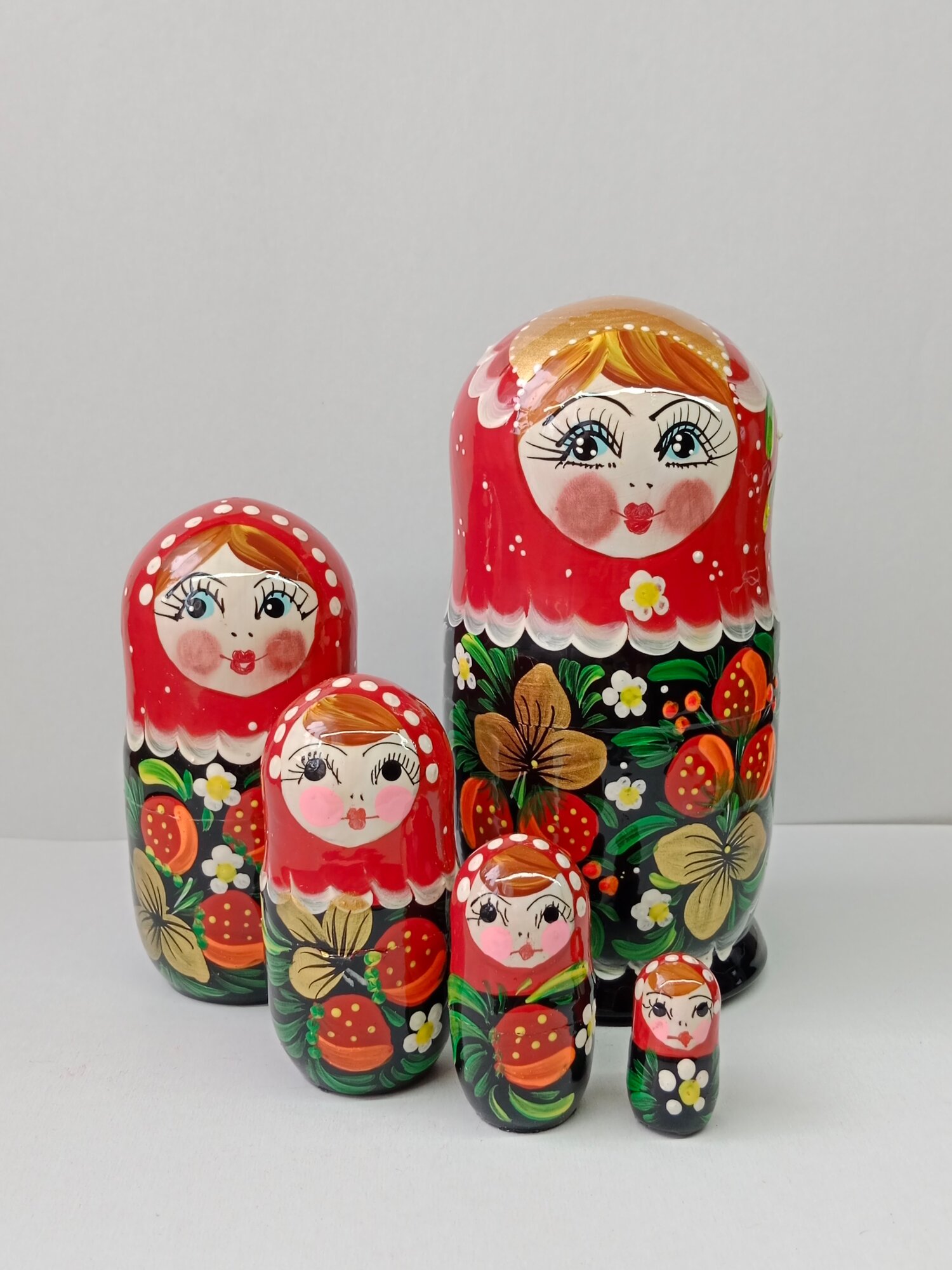 Матрешка деревянная 15см 5в1, ручная роспись