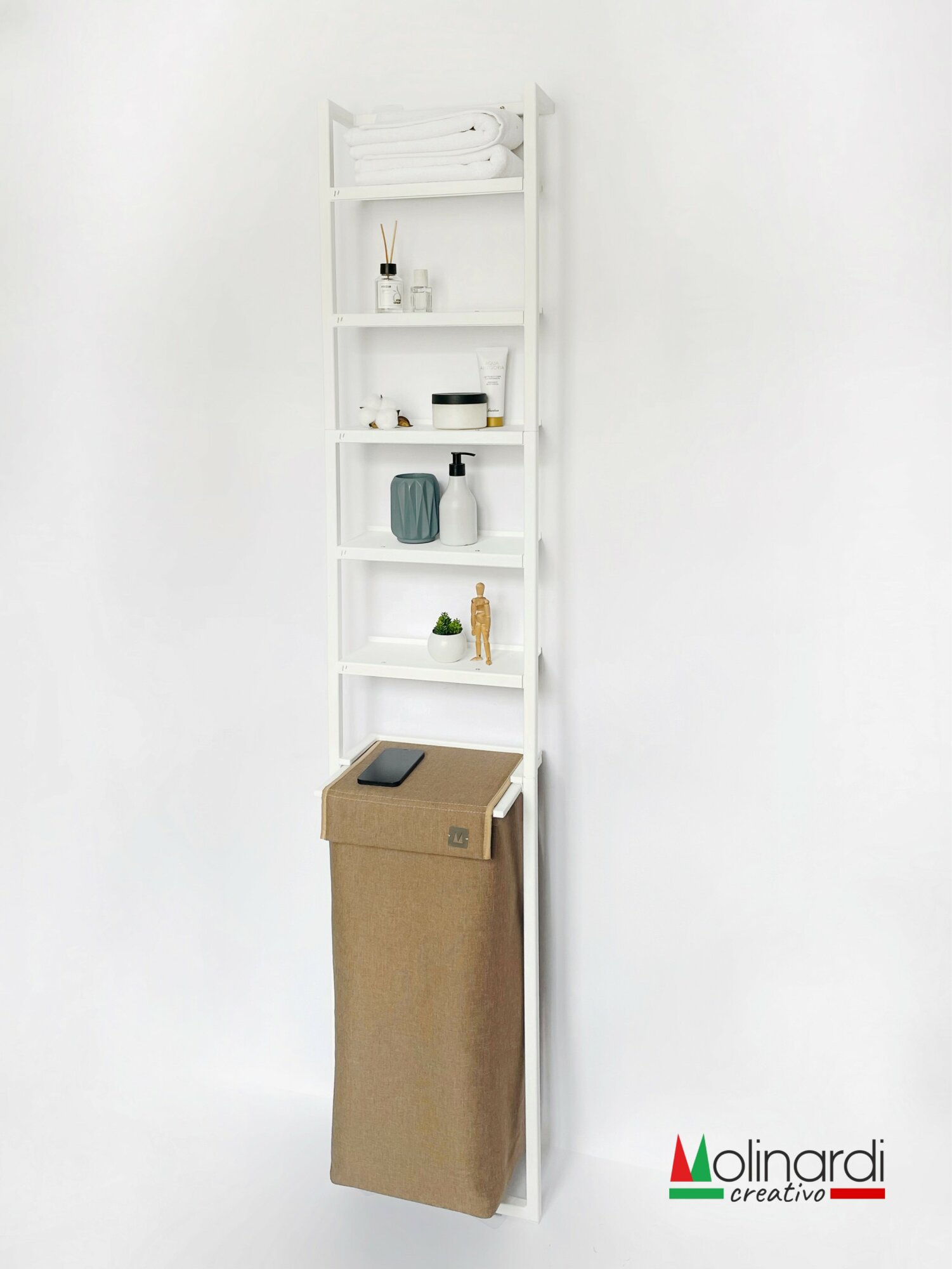 Корзина для белья Molinardi Creativo, сталь, рогожка, узкая, с крышкой, К6ББ