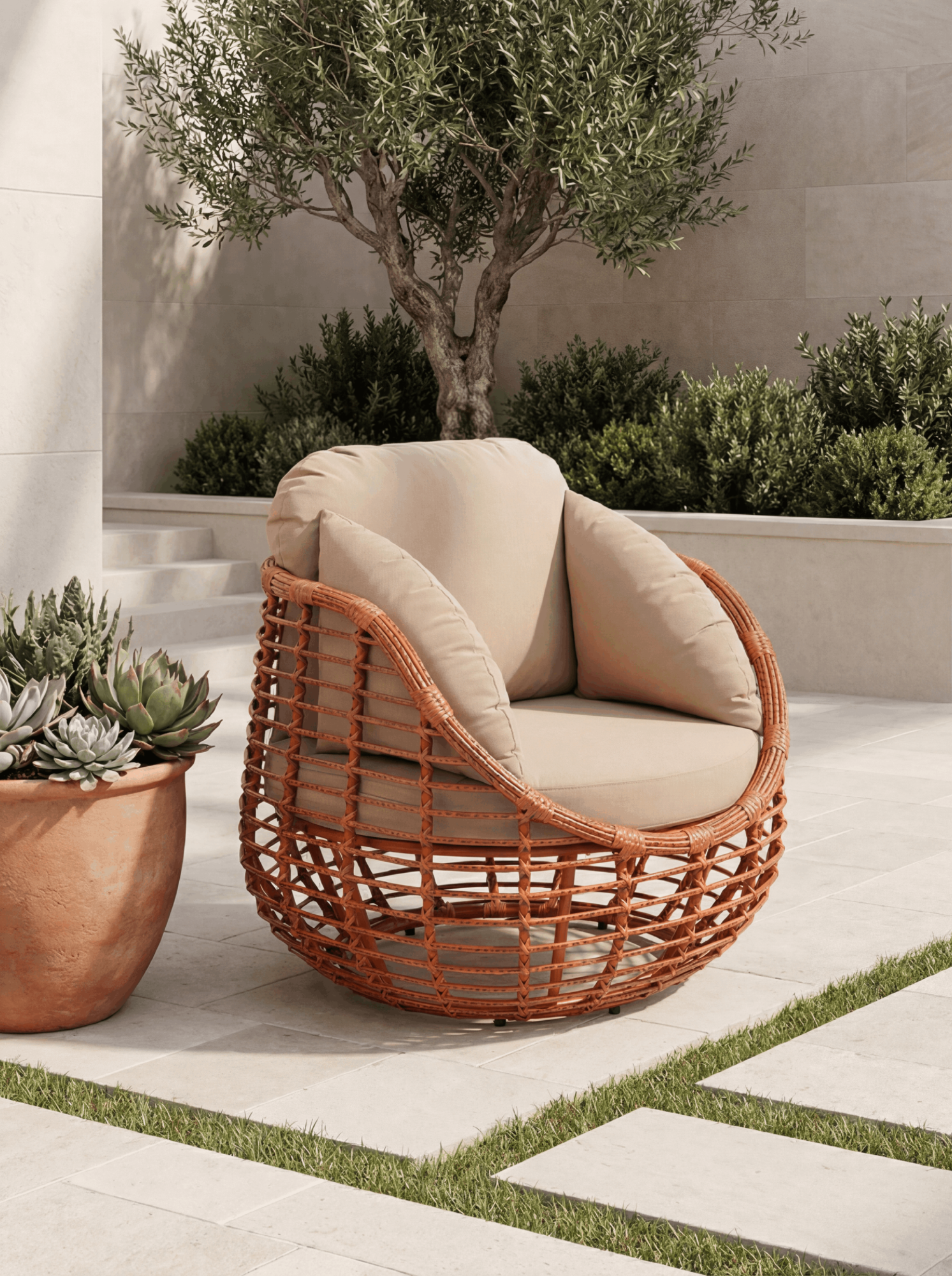 Кресло из ротанга, LOTUS, Африканский закат, для дома, дачи, террасы и кафе, садовая плетёная мебель