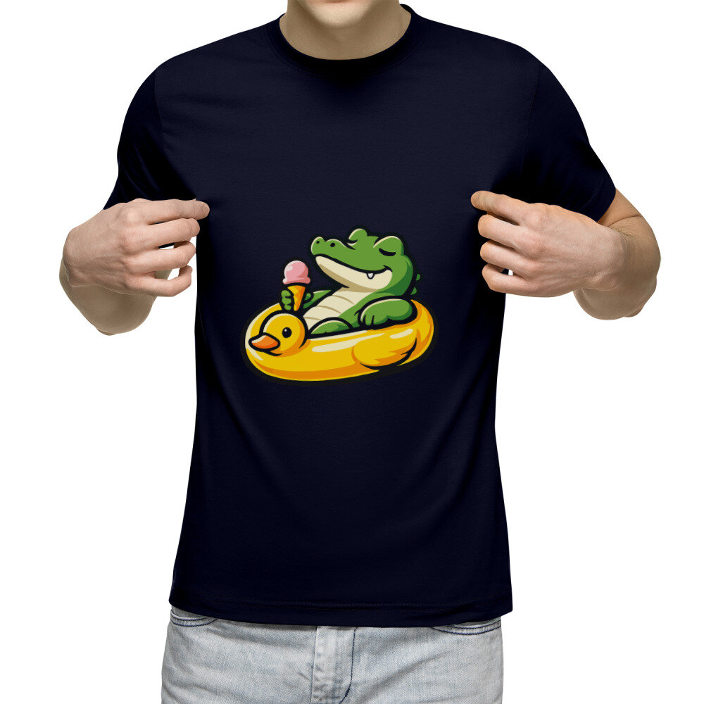 Мужская футболка «Крокодил на чиле» (темно-синий, 3XL)