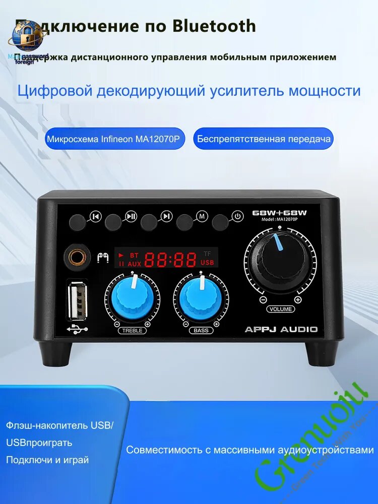 APPJ S1 Мини-Bluetooth 5.0 цифровой усилитель COAX/OPT USB-плеер
