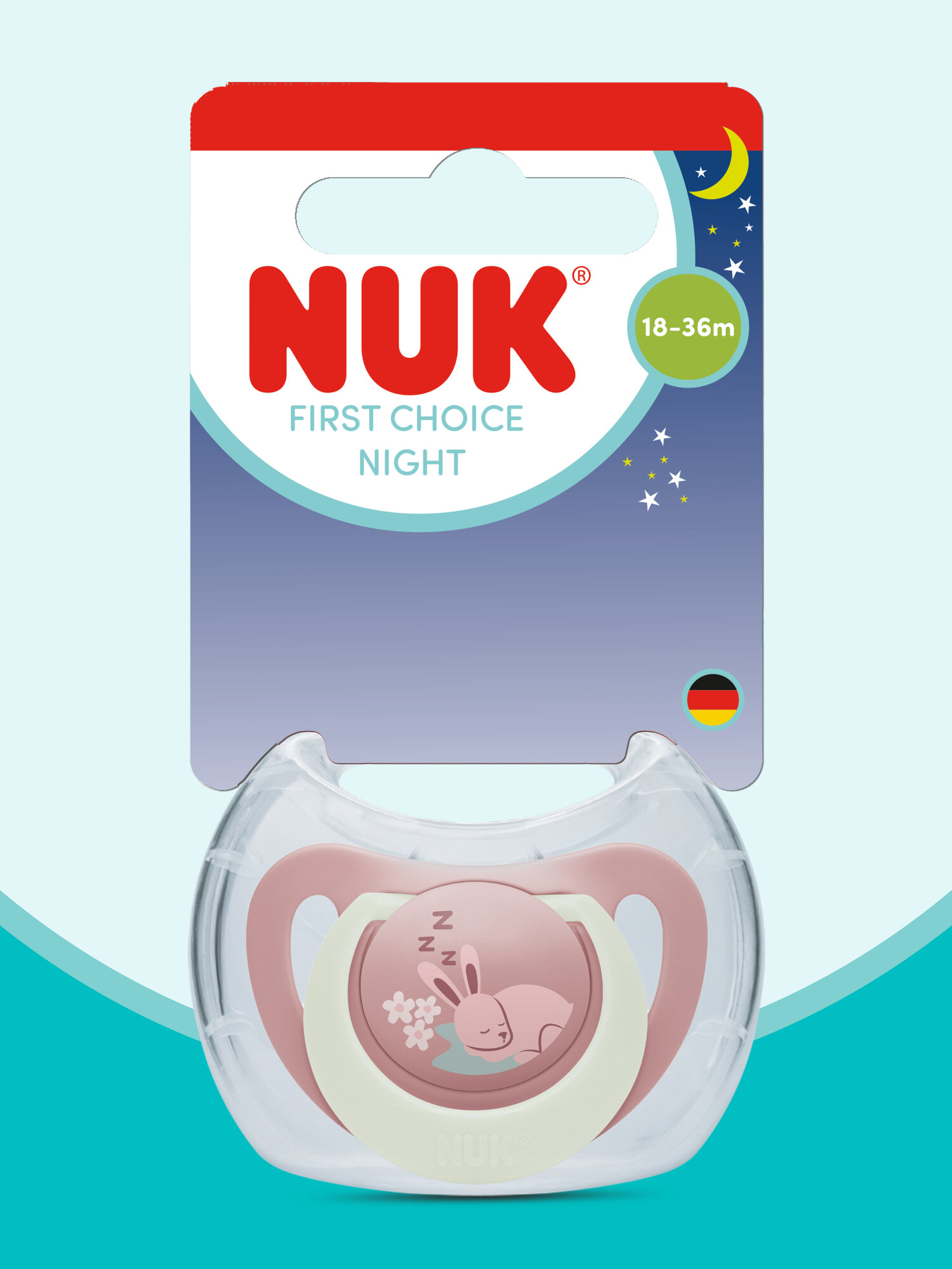 Соска-пустышка для новорожденных ночная NUK "First Choice Night", силиконовая 18-36 месяцев