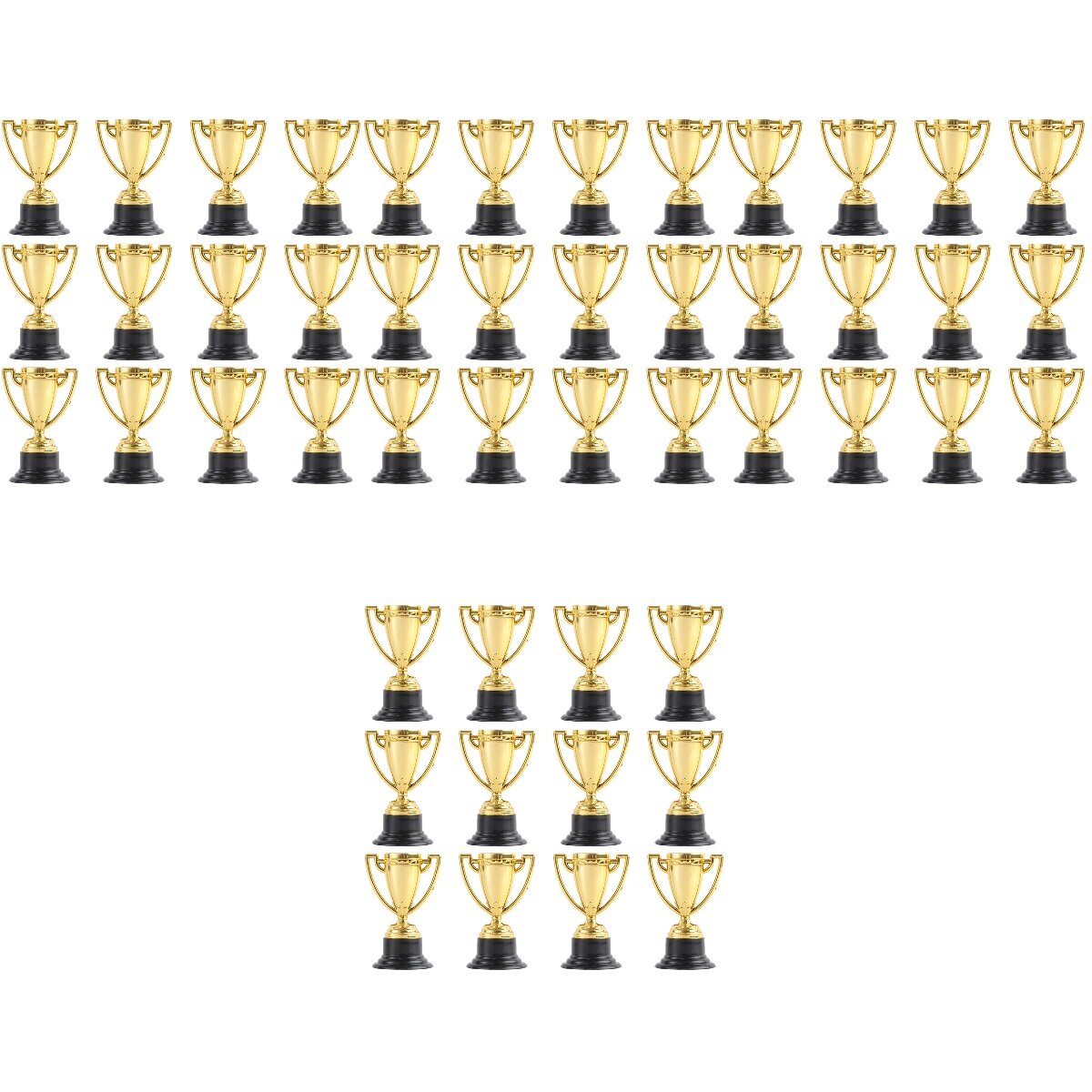 Набор из 48 золотых пластиковых миниатюрных кубков для детских соревнований с черным основанием