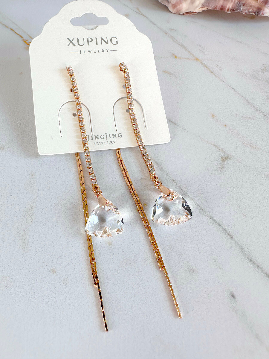 Серьги-трансформеры, кристаллы Swarovski, фианит