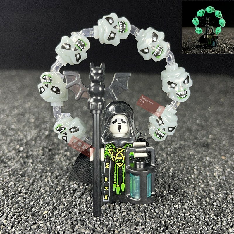 MOC Неумирающий маг скелет ночное свечение GX007, древний воин мини-фигурка для детей