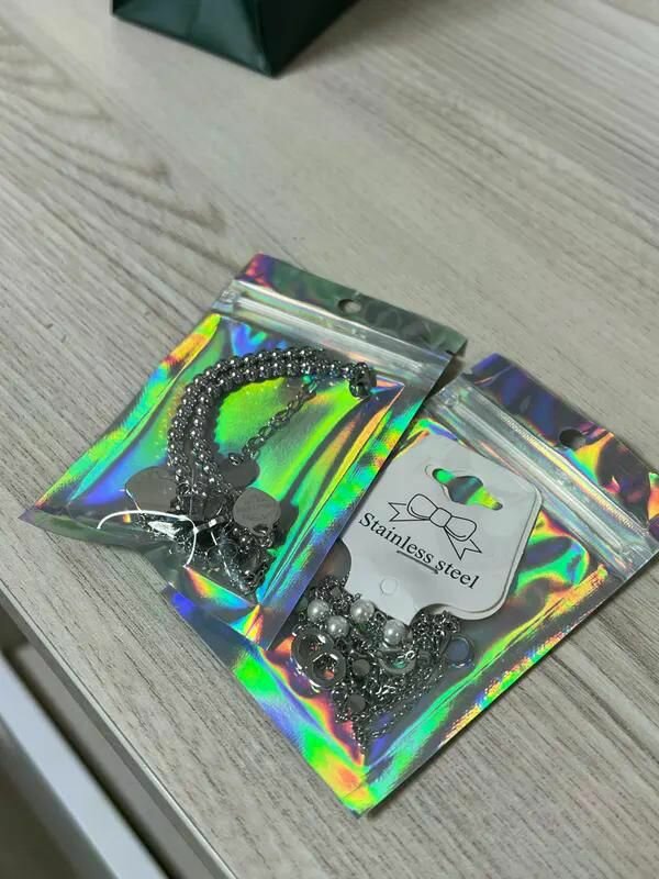 2 шт. Упаковка. Роскошный пакетик с zip замком для упаковки драгоценностей, бижутерии, украшений, подарков, товаров. С голографическим эффектом.