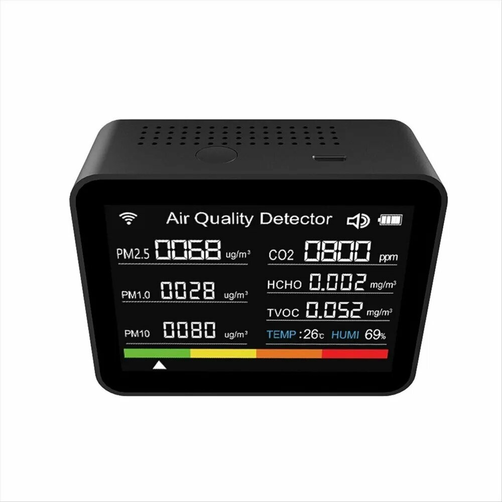 (I U H K) 13-В-1 Tuya WIFI Тестер Качества Воздуха CO2/TVOC/HCHO/PM2.5 Измеритель CO2