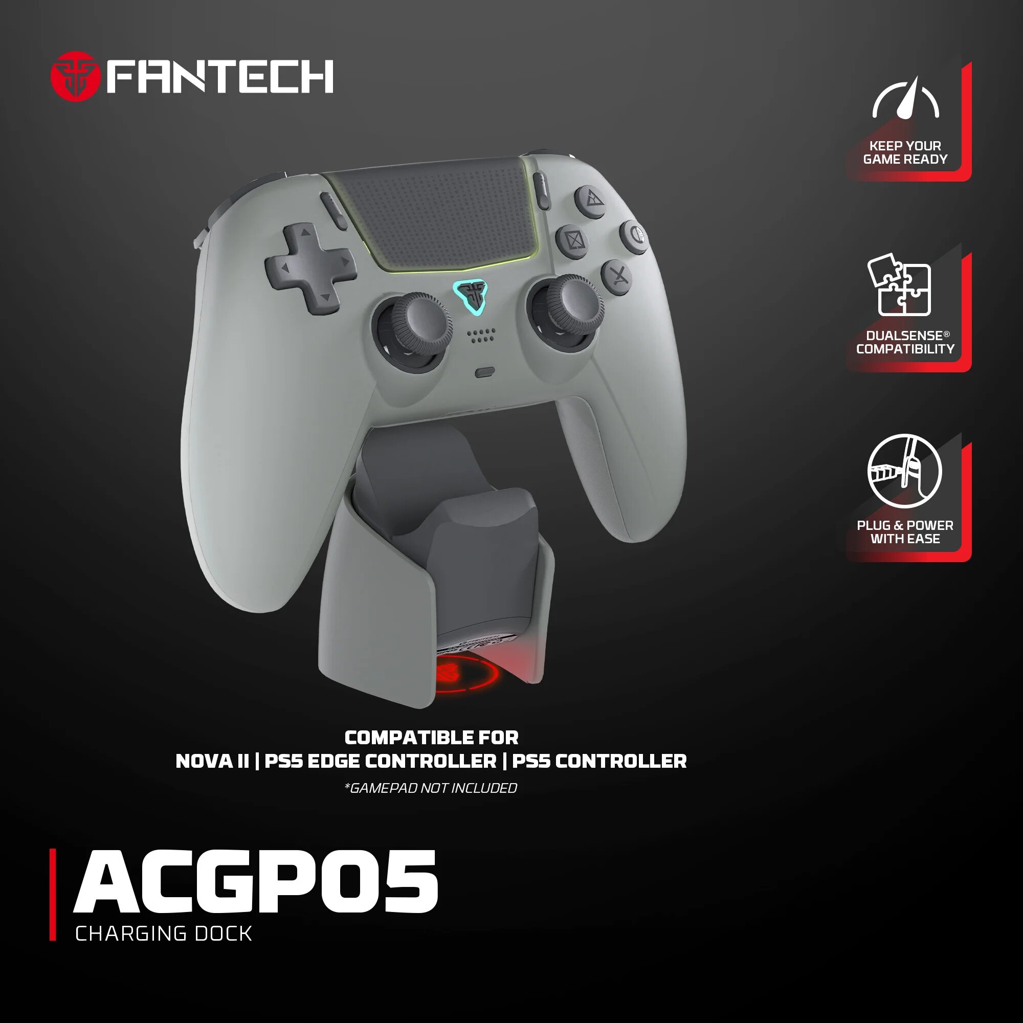Беспроводной геймпад FANTECH NOVA II WGP16 для PS4, NS2 Серый, WGP16 GRAY COMBO