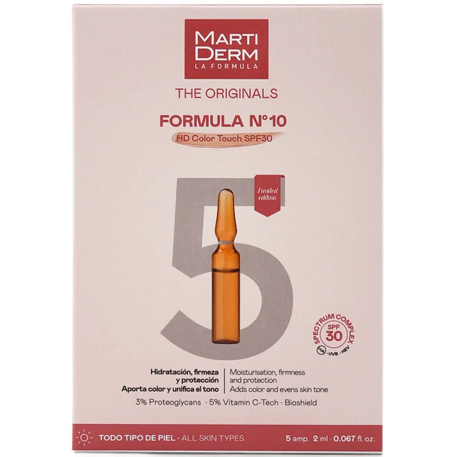 MARTIDERM Ориджиналс Ампулы Формула №10 HD Color Touch SPF30 5x2 мл