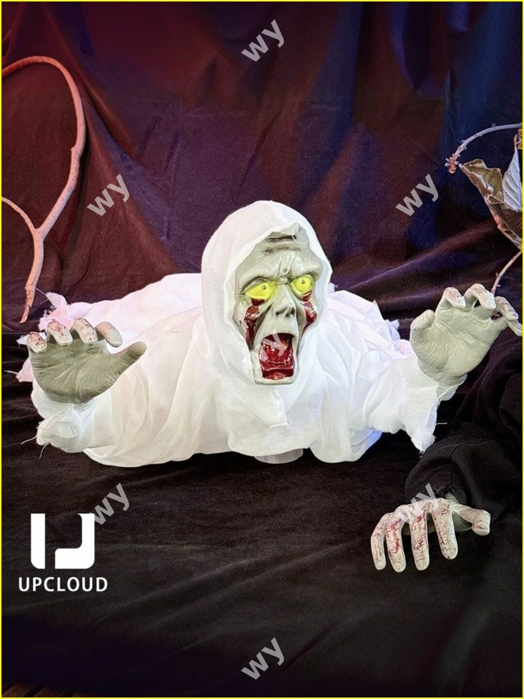 Призрак с голосовой активацией и подсветкой, раскачивающийся на земле для Хэллоуина, эксклюзивная модель UPCLOUD в белом цвете