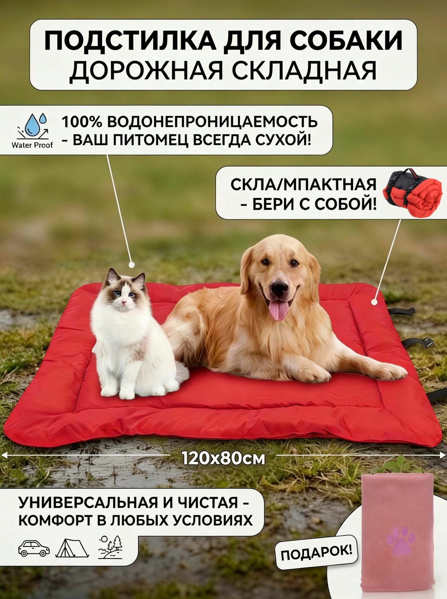 Подстилка для собаки: водонепроницаемая и компактная идеальный выбор для путешествий.