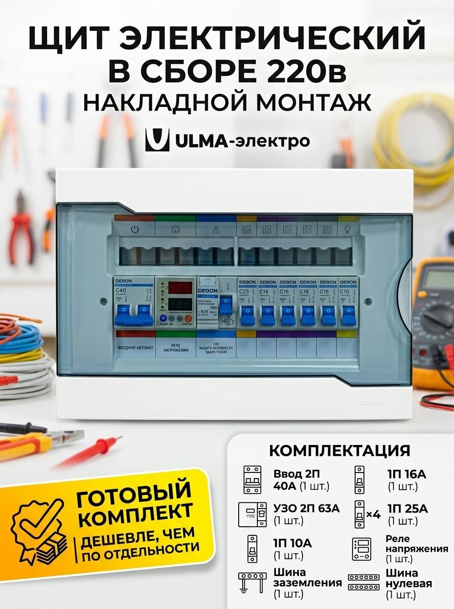 Щит электрический в сборе 220в. Накладной.