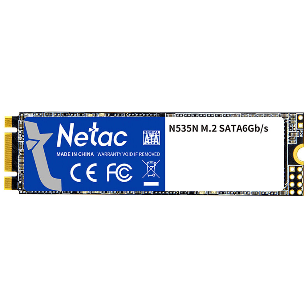 Твердотельный накопитель Netac N535N M.2 2280 SATA SSD объемом 128 ГБ с поддержкой высокоскоростной передачи данных и командой TRIM, совместим с ноутбуками и настольными компьютерами.