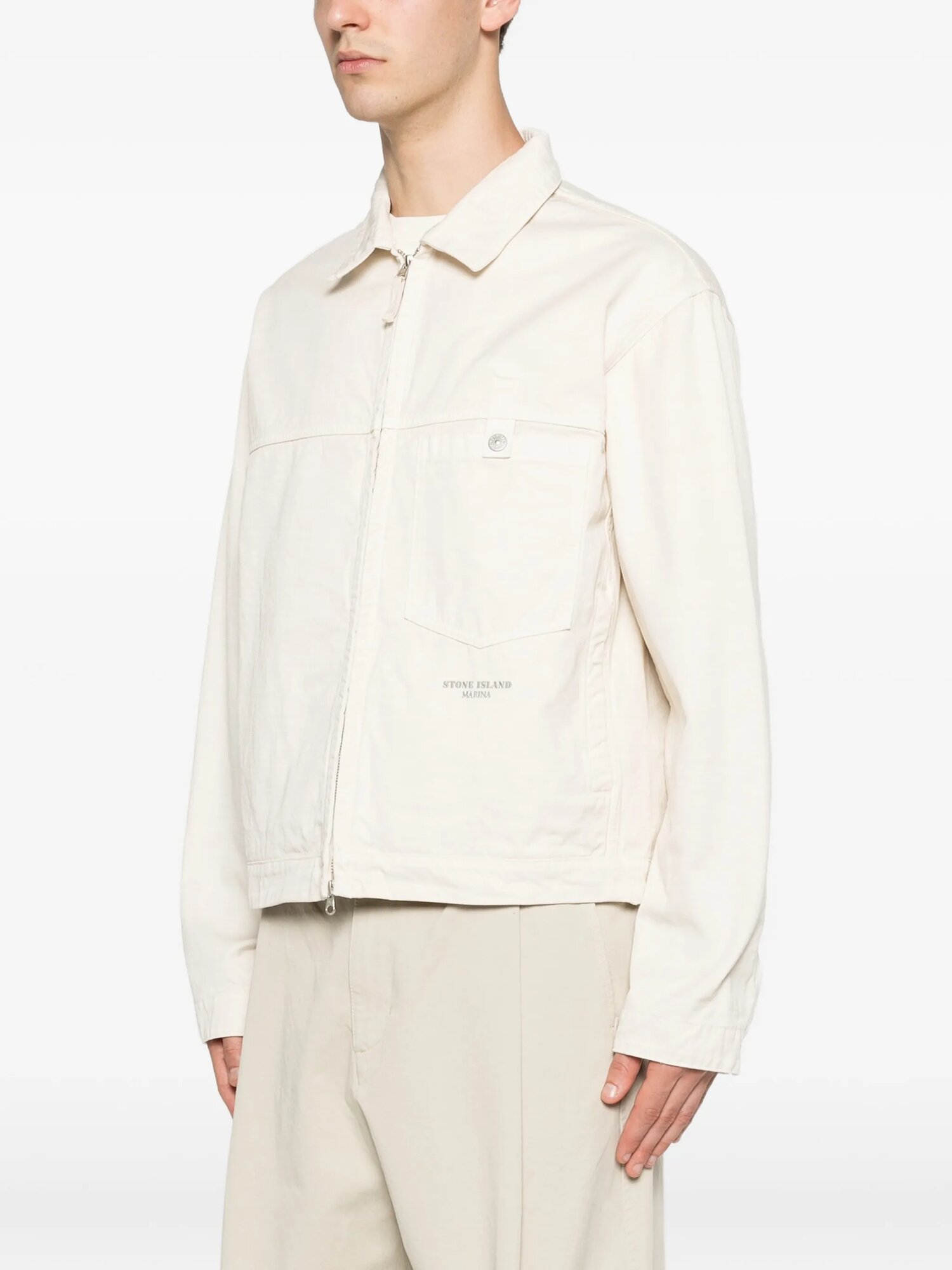 Куртка Stone Island Logo-embroidered shirt jacket, размер M, разноцветный — фото 1