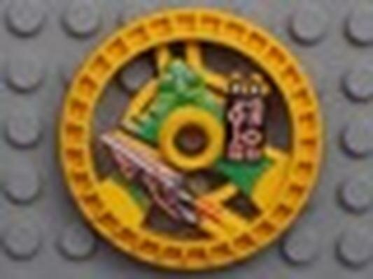 Деталь Lego 32360pb01 Technic, Disk 5 x 5 - RoboRider Talisman Wheel, Laser Mold with Robot Pattern