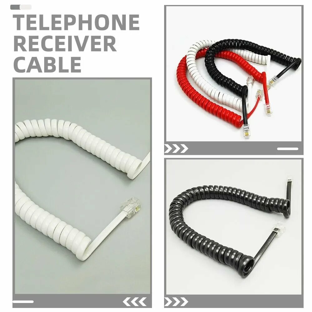 Кабель телефонного трубки из пвх с медной жилой для домашнего телефонного аппарата, 12 комплектов