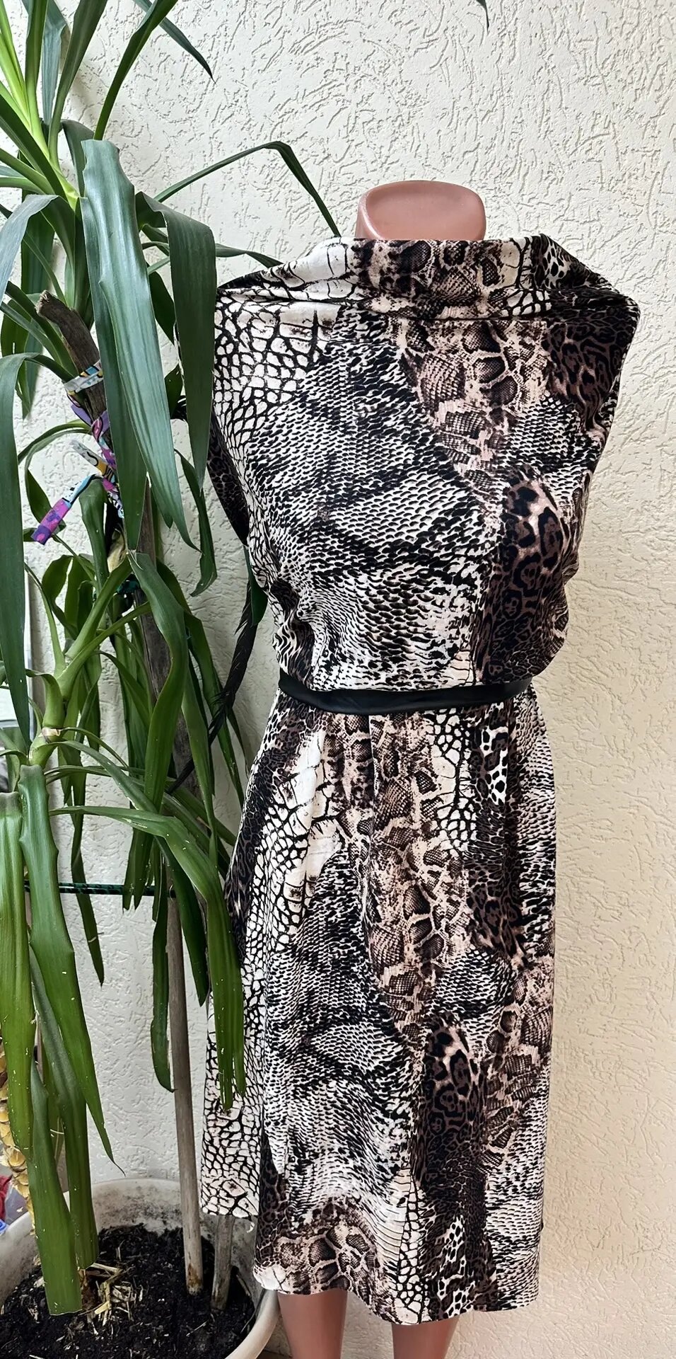 Трикотаж кулирка 100% хлопок "Змея коричневая", ткань для шитья, длина 100 см, ширина 180 см