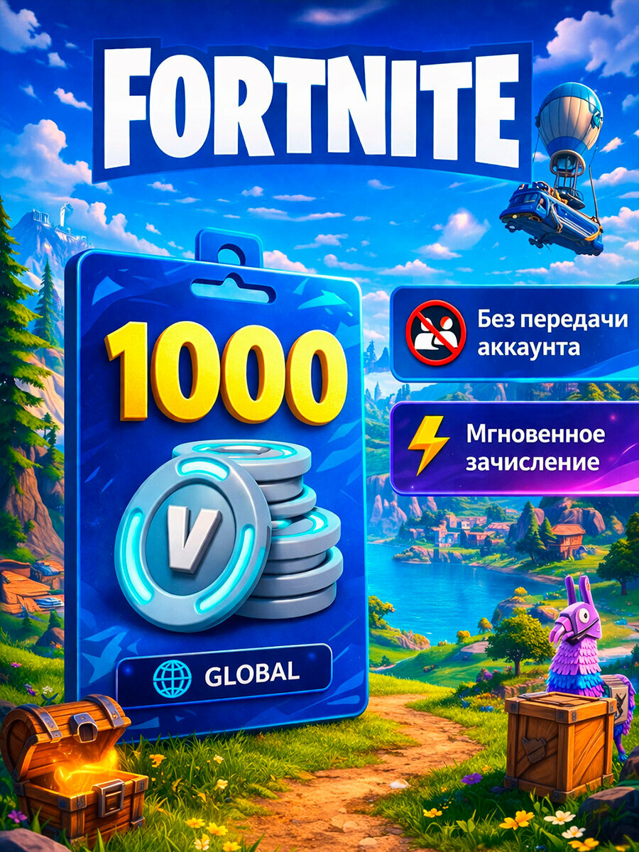 Пополнение счета Fortnite на 1000 V-Bucks / Код активации В-баксы / Подарочная карта Фортнайт / Gift Card (Россия)
